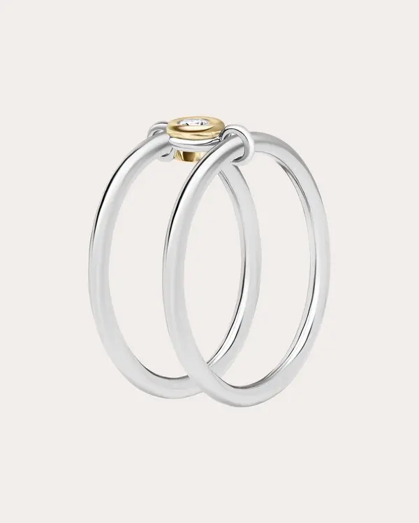 CHELSEA GABRIELLE Diamond & 18k White Gold Axis Ring 18k Gold