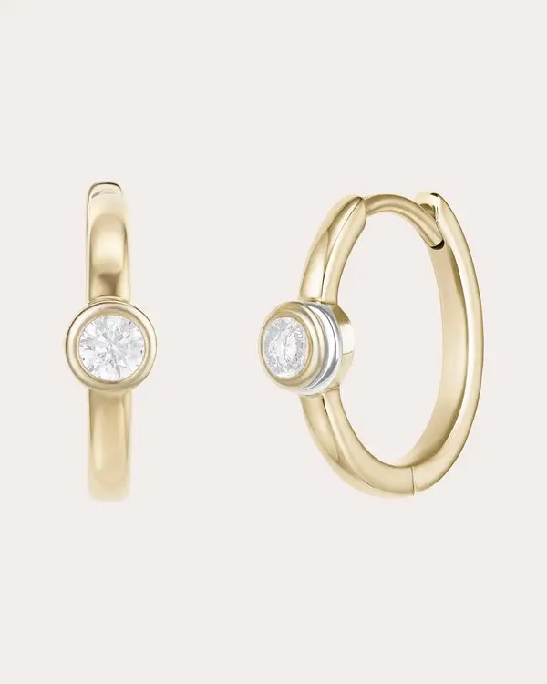 CHELSEA GABRIELLE Diamond & 18k Orbit Solo Huggie Earrings - Gold
