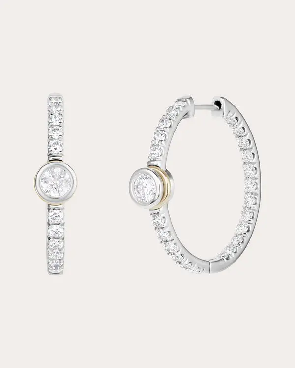 CHELSEA GABRIELLE Diamond Pavé Orbit Hoop Earrings - Silver