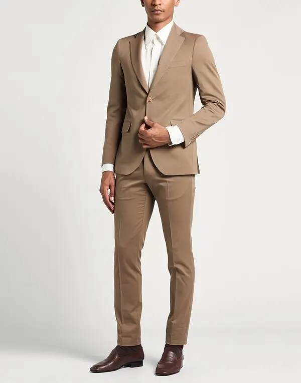 TOMBOLINI Suit Size Cotton, Virgin Wool, Elastane - Camel