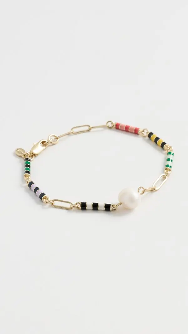 Clare V. Le Stripe Pearl Bracelet