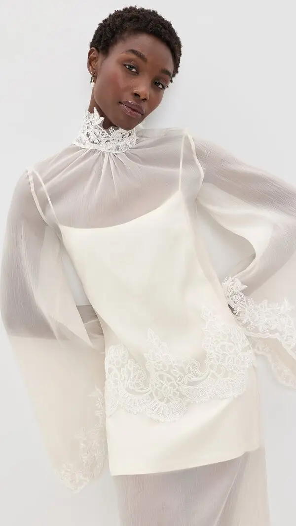 YELLOW THE LABEL Liz Organza Maxi Dress With Embroidered Lace