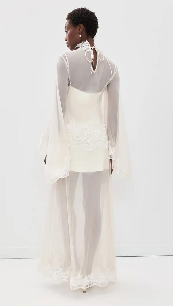 YELLOW THE LABEL Liz Organza Maxi Dress With Embroidered Lace