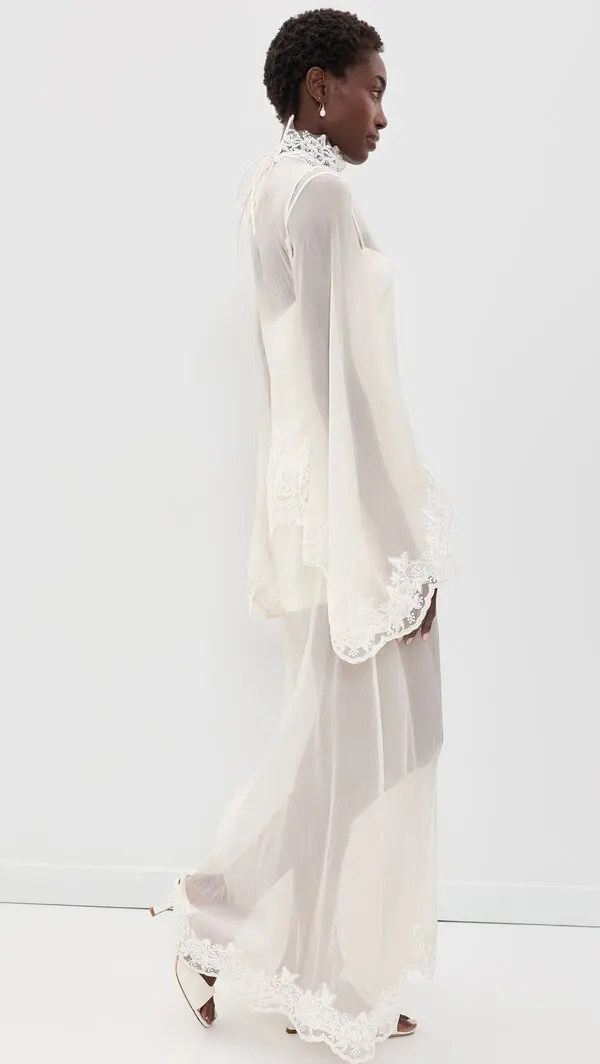YELLOW THE LABEL Liz Organza Maxi Dress With Embroidered Lace