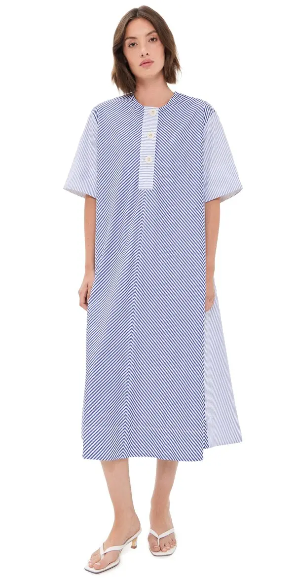 LEE MATHEWS Ivy Stripe Shirt Dress - Navy