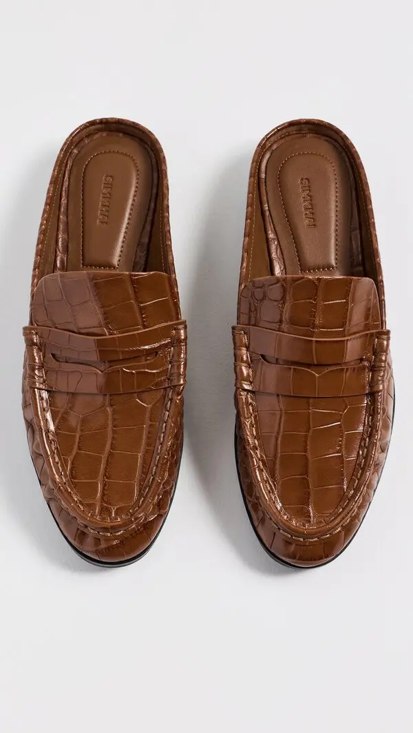 Simkhai Dean Embossed Leather Loafer Mules