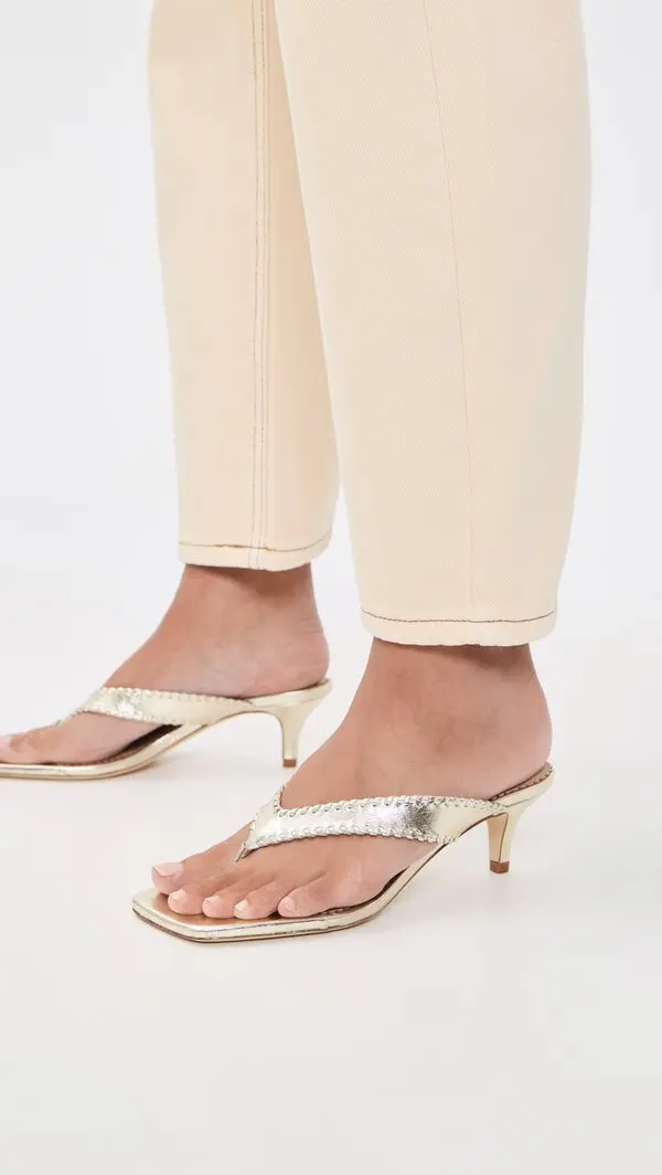 Cinq À Sept Frankie Metallic Kitten Heel Sandals