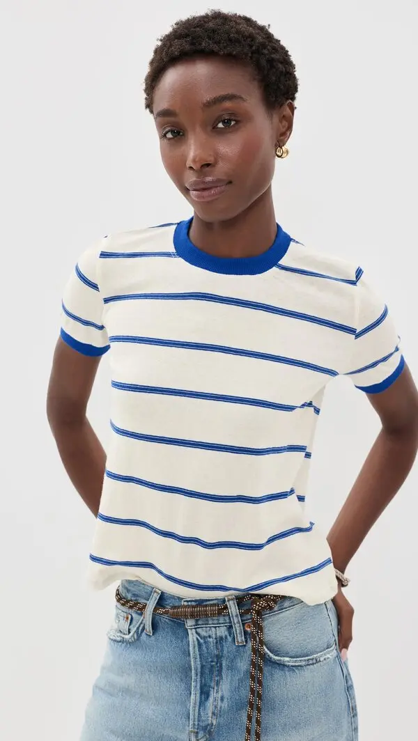 ASKK NY Classic Ringer Tee With Stripe Pattern