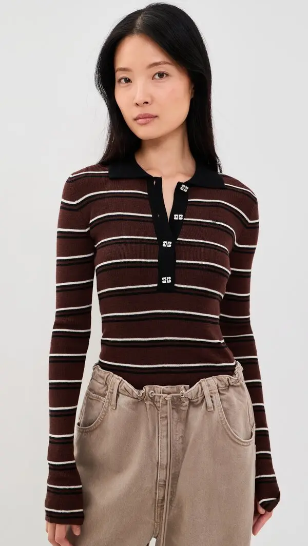 GANNI Mini Ribbed Merino Polo