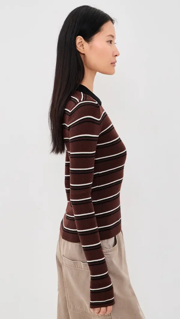 GANNI Mini Ribbed Merino Polo
