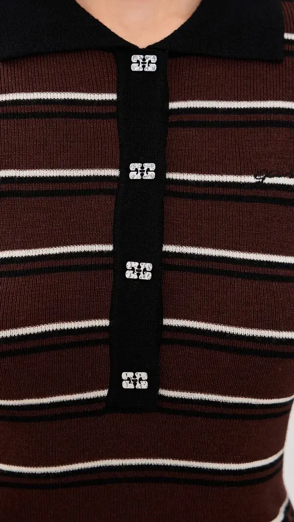 GANNI Mini Ribbed Merino Polo