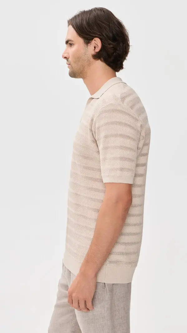 Frescobol Carioca Rino Cotton Jacquard Wave Knit Polo