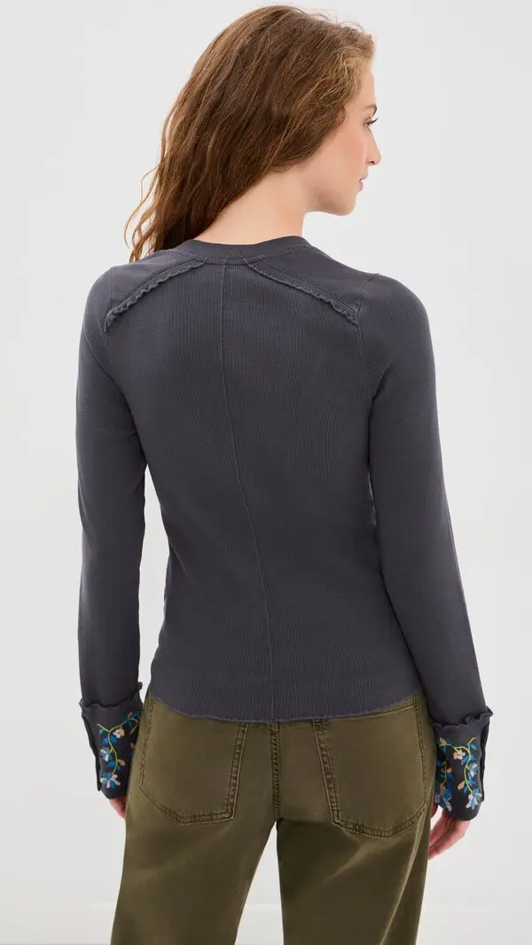 Free People Fleur Embroidered Tee