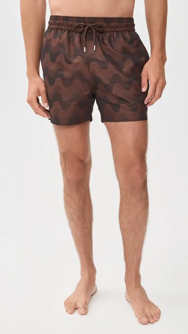 Frescobol Carioca Rio Sport Copacabana Jacquard Swim Trunks - Cacao