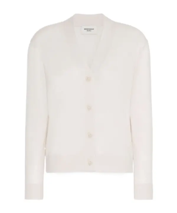 Max Mara Wool, Silk And Cashmere V-neck Cardigan - Ivory