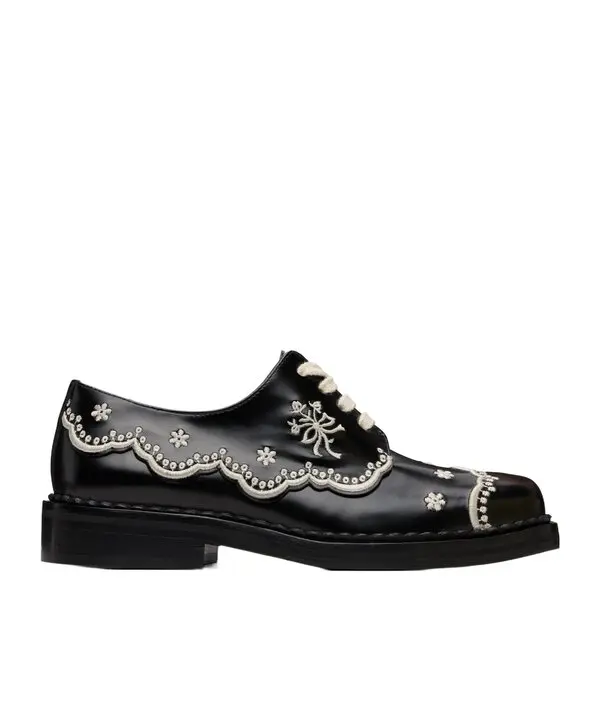 Simone Rocha Square Toe Flat Shoes - Black/beige