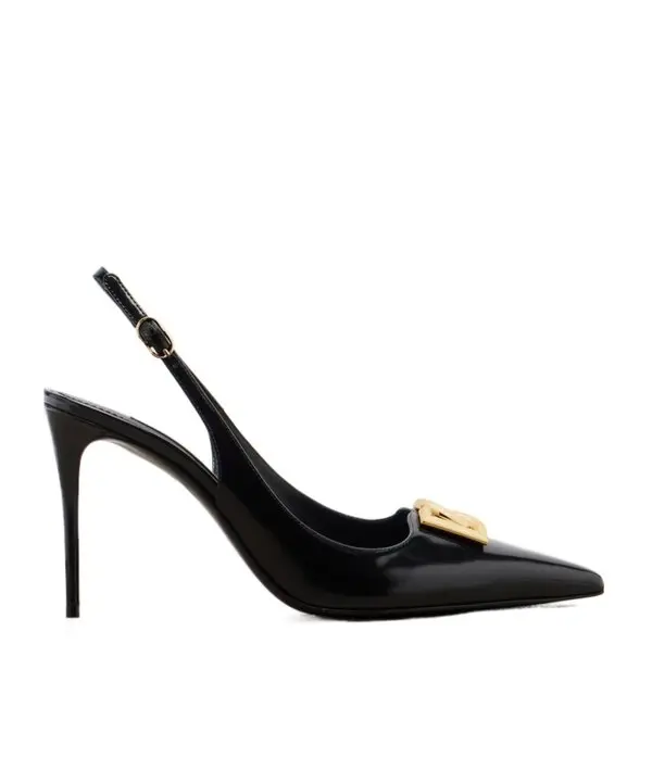 Dolce & Gabbana Lollo Dg Patent Leather Slingback Pumps - Black