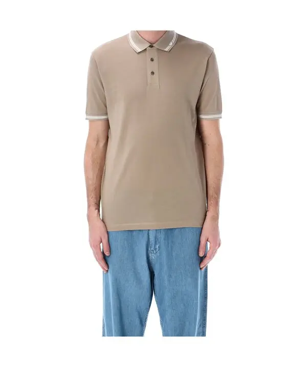 Emporio Armani Piped Collar Piqué Polo Shirt - Nude