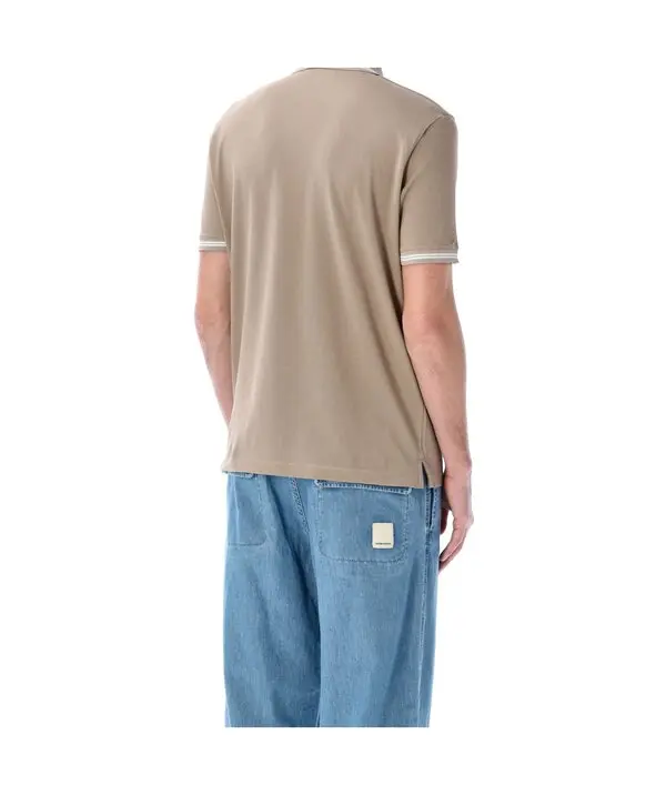 Emporio Armani Piped Collar Piqué Polo Shirt