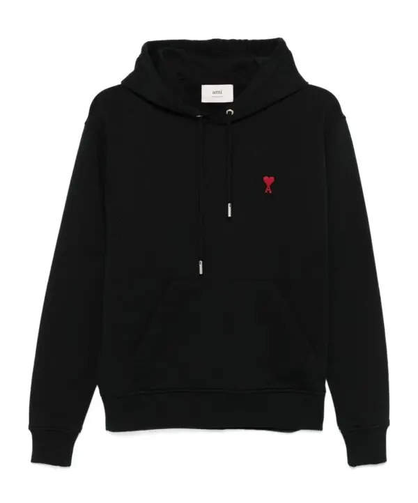 AMI Paris De Coeur Embroidered Hoodie - Black