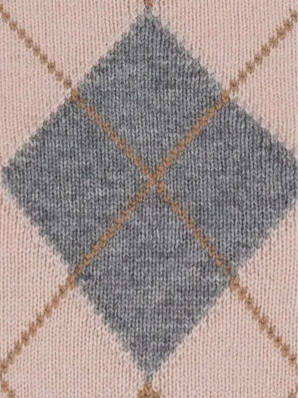 Max Mara Argyle Intarsia Knit Sweater - Light Grey