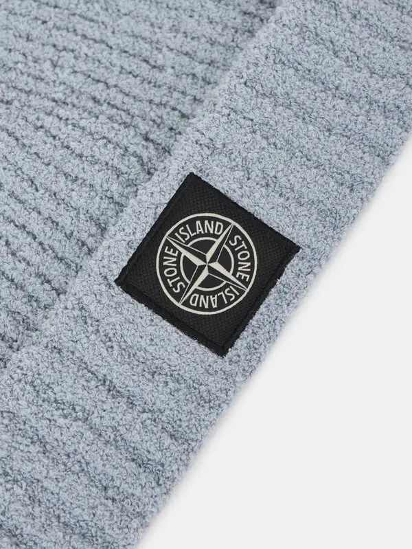 Stone Island Ribbed Knit Beanie With Compass Logo Patch