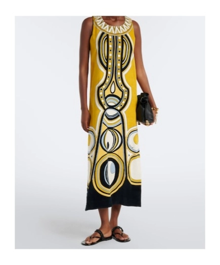 La DoubleJ Totem Printed Cotton Midi Dress