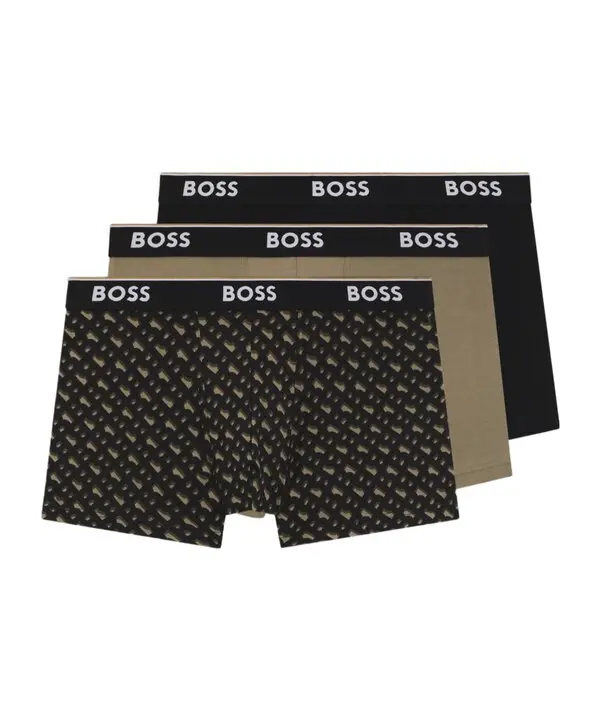 Hugo Boss Patterned Logo Boxers Pack Of Three - Black