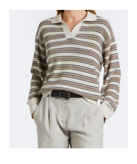 Brunello Cucinelli Striped Cotton-blend Polo Sweater