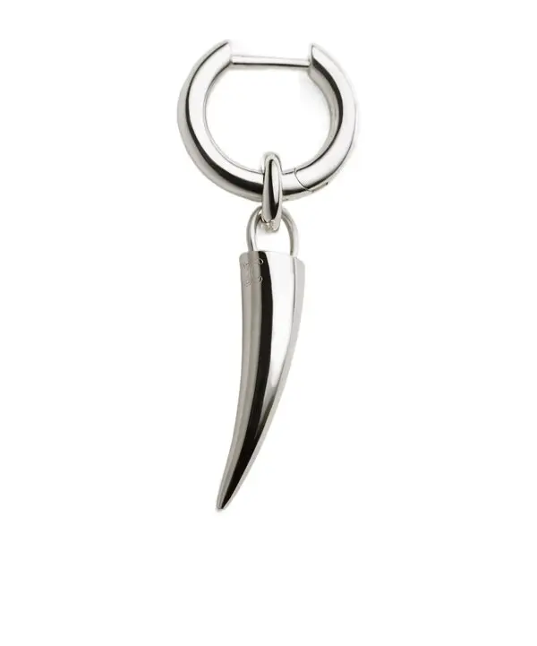 Celine Charms Horn Earring In Brass With Rhodium Finish - Silver