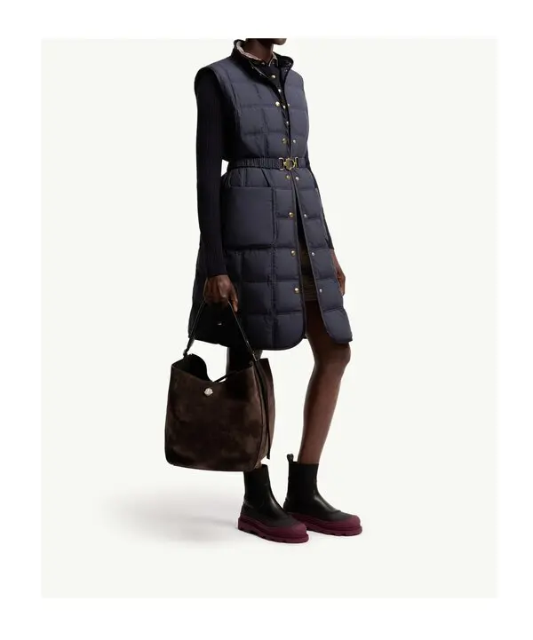 Moncler Carlo Suede Shoulder Bag