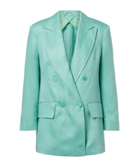 Max Mara Double-breasted Herringbone Linen Blazer