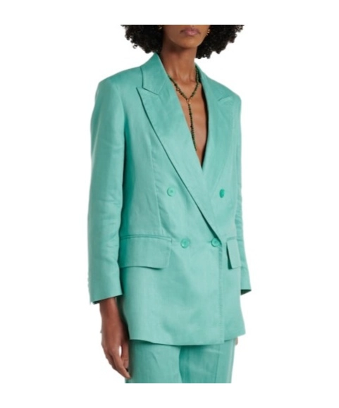 Max Mara Double-breasted Herringbone Linen Blazer