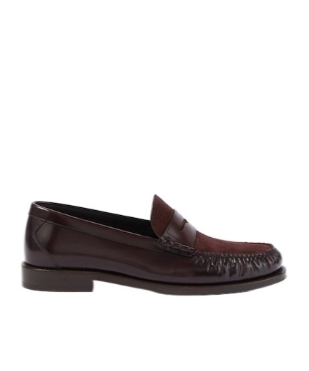 Brunello Cucinelli Paneled Leather Penny Loafers