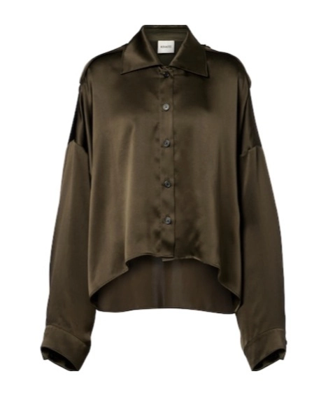 Khaite Bodine Asymmetric Silk Satin Shirt