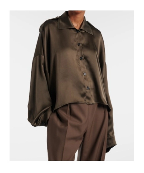 Khaite Bodine Asymmetric Silk Satin Shirt