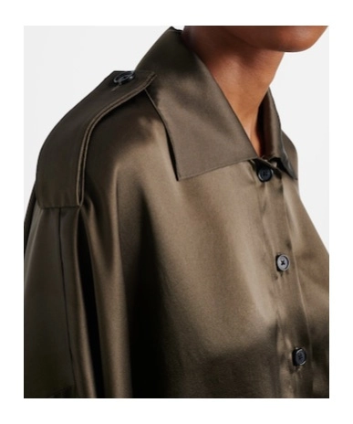 Khaite Bodine Asymmetric Silk Satin Shirt