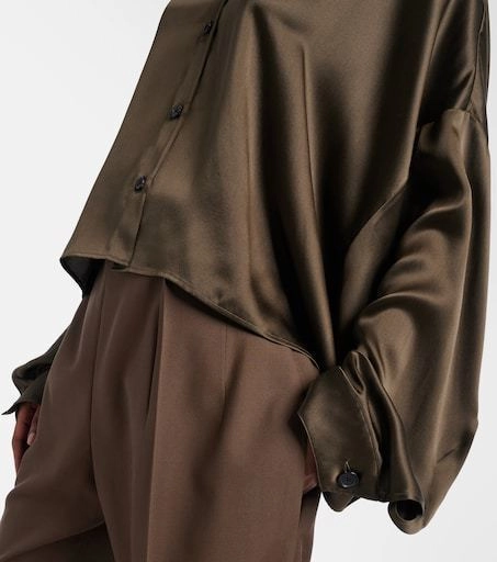 Khaite Bodine Asymmetric Silk Satin Shirt