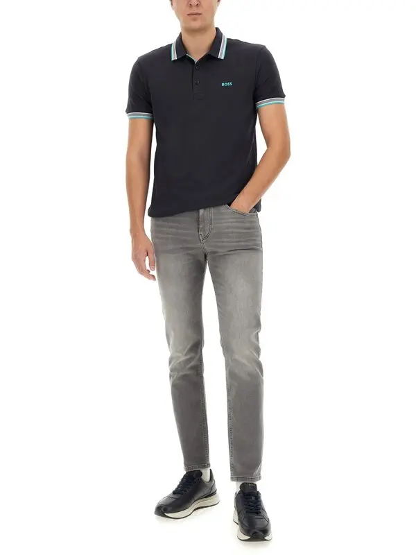 Hugo Boss Logo Embroidered Short-sleeved Polo Shirt - Black