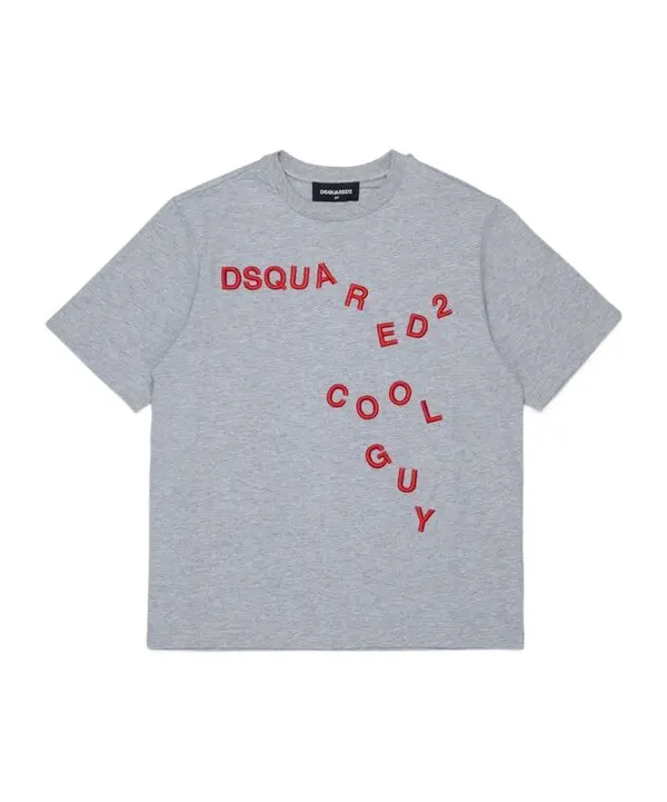 Dsquared2 Embroidered Logo-print T-shirt - Grey