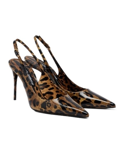Dolce & Gabbana Lollo Leopard-print Leather Slingback Pumps - Brown