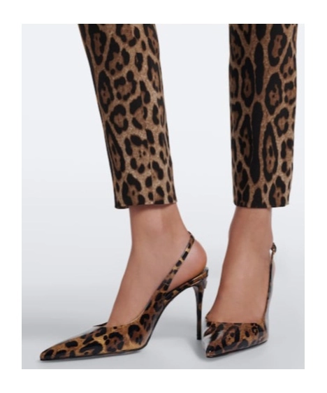 Dolce & Gabbana Lollo Leopard-print Leather Slingback Pumps