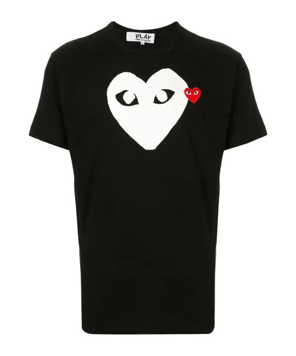 Play Comme Des Garcon Comme Des Garçons Play Logo Detailed Crewneck T-shirt - Black