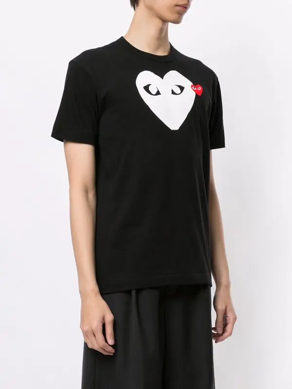 Play Comme Des Garcon Comme Des Garçons Play Logo Detailed Crewneck T-shirt - Black
