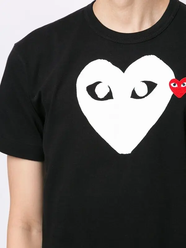Play Comme Des Garcon Comme Des Garçons Play Logo Detailed Crewneck T-shirt - Black
