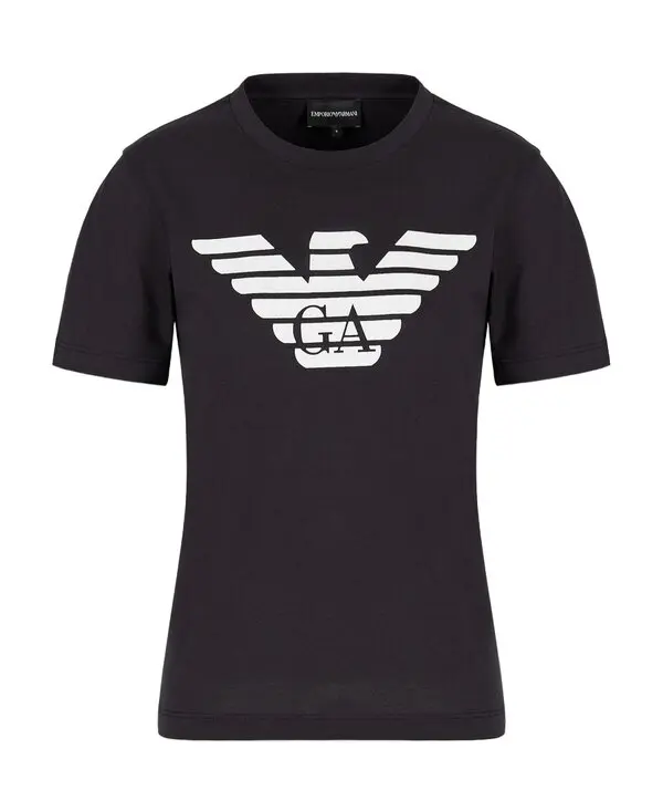 Emporio Armani Logo Printed Crewneck T-shirt - Black