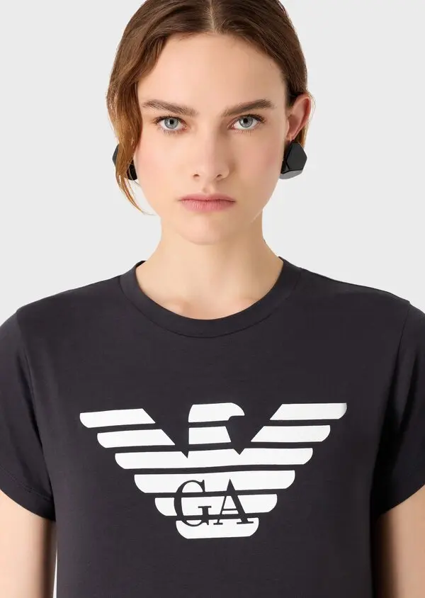 Emporio Armani Logo Print Crewneck T-shirt - Black