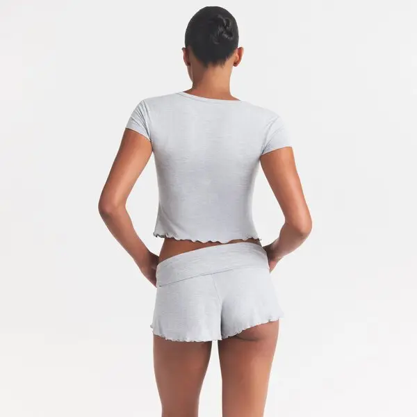 SKIMS Sleep Henley And Foldover Short Set | Grey