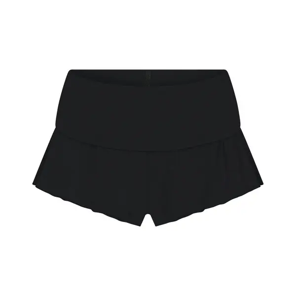 SKIMS Sleep Henley And Foldover Short Set | Black