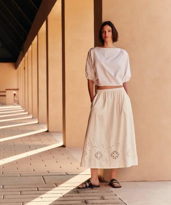 Jenni Kayne Broderie Lauren Skirt - White